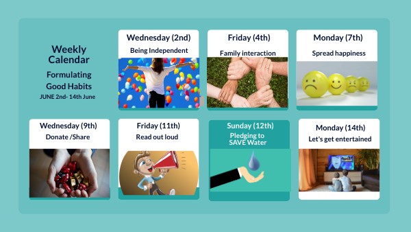 JUNESTARTERS WEEKLY CALENDAR