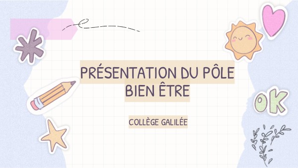 Présentation Pôle Bien Être élèves | Genially