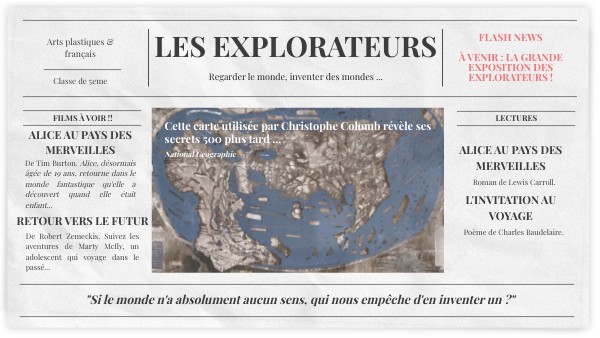 Projet des explorateurs | Genially