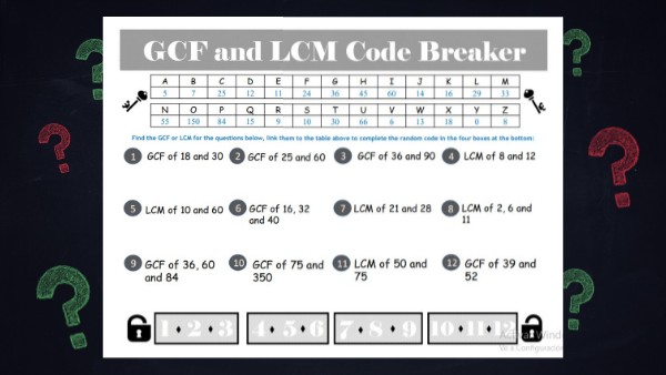 LCM AND GCF ACTIVITY