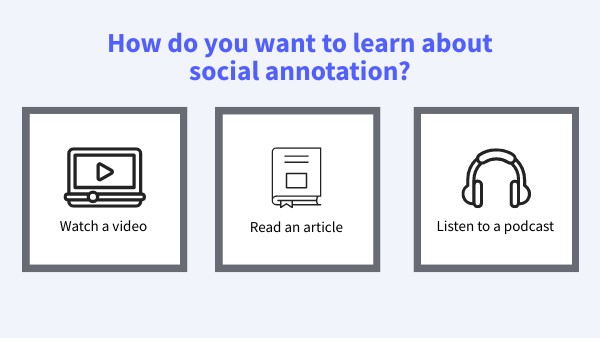 How do you want to learn about social annotation??