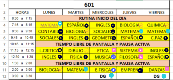 Horario 601 | Genially