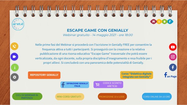 Agenda Webinar gratuito - Escape game con Genially