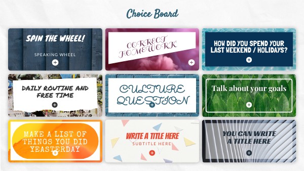 CHOICE BOARD | Genially