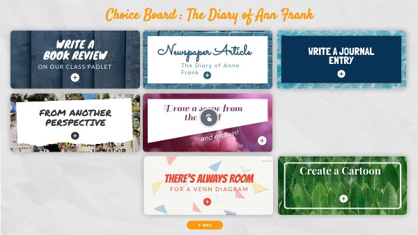 Diary of Anne Frank UDL Choice Board Achieve ELA 8 | Genially