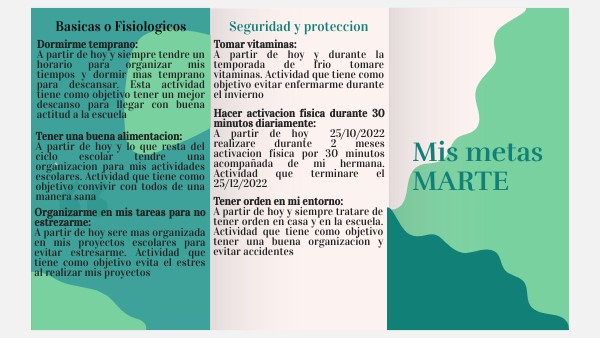 TRÍPTICO DE MIS METAS MARTE