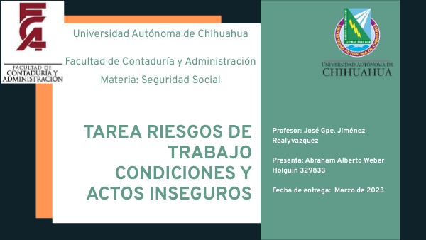 TAREA RIESGOS DE TRABAJO CONDICIONES Y ACTOS INSEGUROS