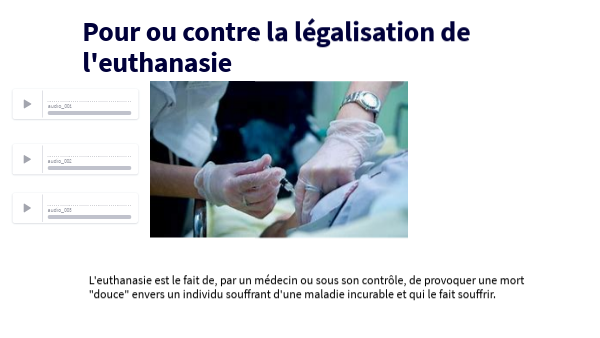 Pour ou contre la légalisation de l'euthanasie