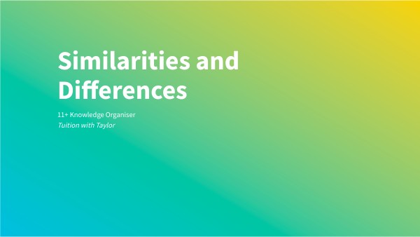 Similarities and Differences: Knowledge Organiser | Genially