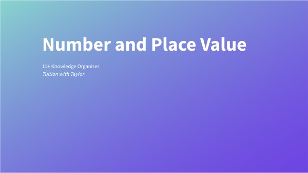 Number and Place Value: Knowledge Organiser | Genially