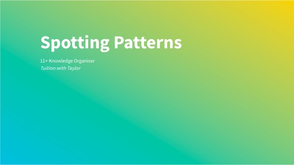 Spotting Patterns: Knowledge Organiser