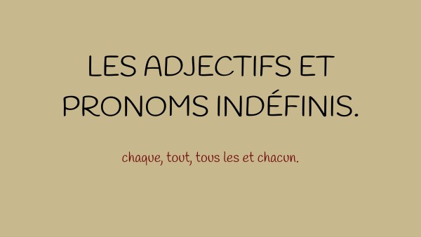 LES ADJECTIFS ET PRONOMS INDÉFINIS | Genially
