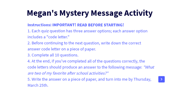 Megan's Mystery Message | Genially