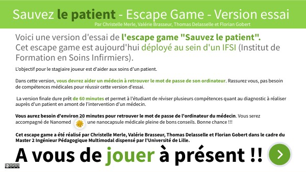 Version Essai - Escape Game - IFSI | Genially