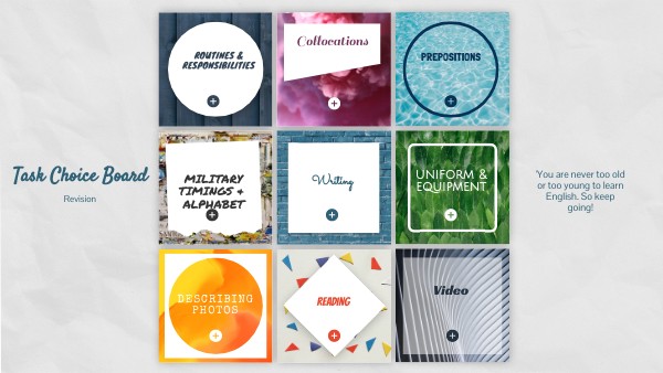 Task Choice Board - Revision | Genially