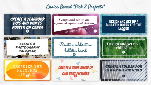 Yearbook 2021 PBL CHOICE BOARD