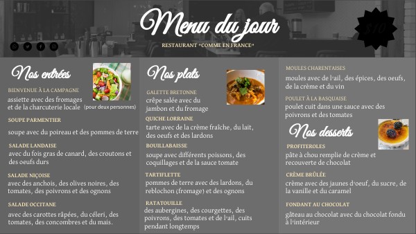 Au restaurant | Genially