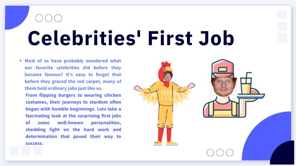 CELEBRITIES' FIRST JOB | Genially