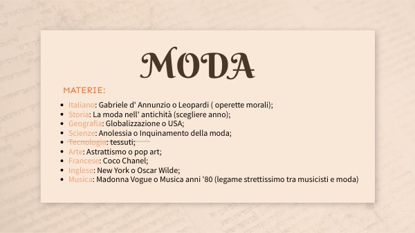 Percorso Multidisciplinare sulla moda terza media | Genially