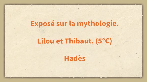 Exposé Hadès | Genially