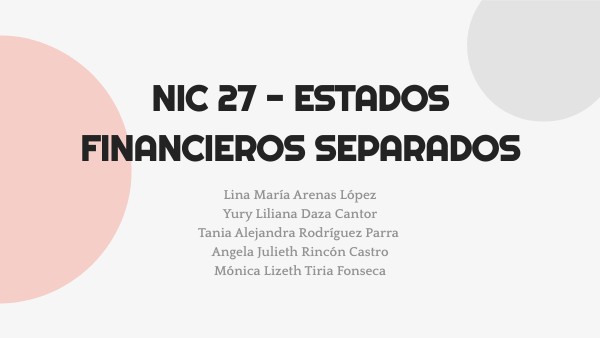 NIC 27 - Estados Financieros Separados