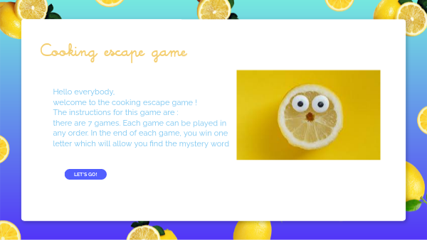 cooking escape game | Genially