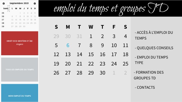 Emploi du temps | Organisation de groupes TD