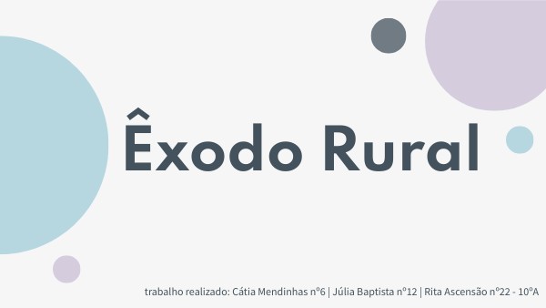 ÊXODO RURAL - geografia A - 10ºano | Genially