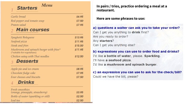 G3 - Ordering a Meal at a Restaurant