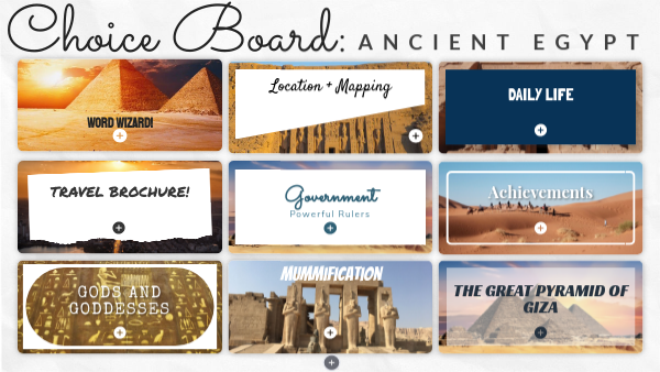 Ancient Egypt: Choice Board | Genially