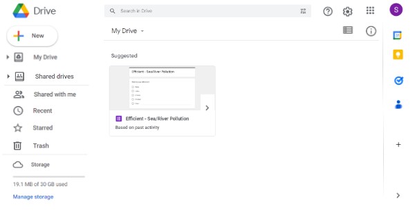 GOOGLE DRIVE FRONT PAGE
