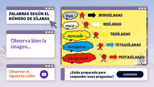 4TO-PALABRAS SEGÚN EL NÚMERO DE SÍLABAS | Genially