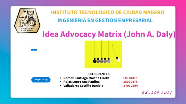 Idea Advocacy Matrix (John A. Daly) | Genially