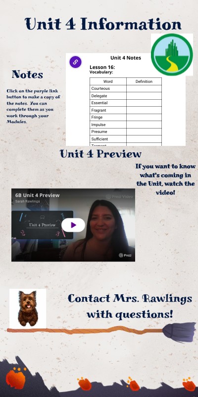 6B Unit 4 Information
