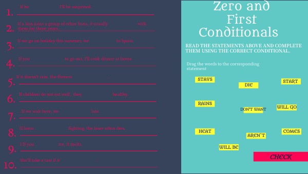 zero and 1st conditionals | Genially