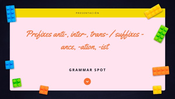 Prefixes anti-, inter-, trans- / suffixes -ance, -ation, -ist
