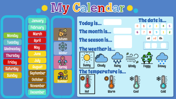 My English Calendar | Genially