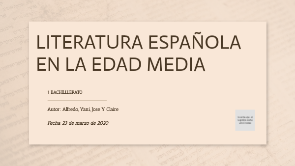 LITERATURA ESPAÑOLA EN LA EDAD MEDIA