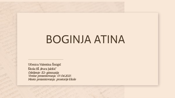 Boginja Atina | Genially