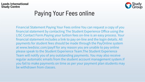 Financial Statement/Paying Fees Online | Genially