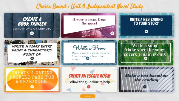 CHOICE BOARD: Independent Novel Unit
