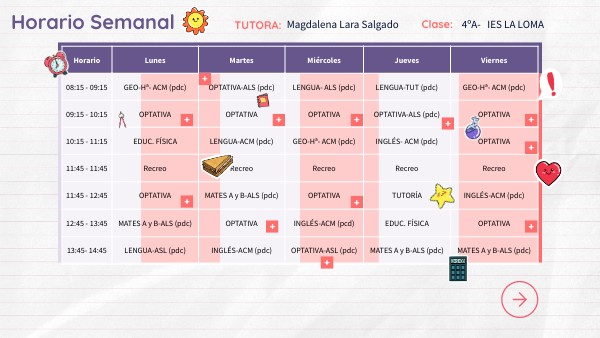 HORARIO SEMANAL | Genially
