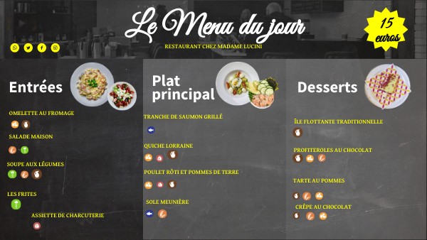 LE MENU DU JOUR | Genially