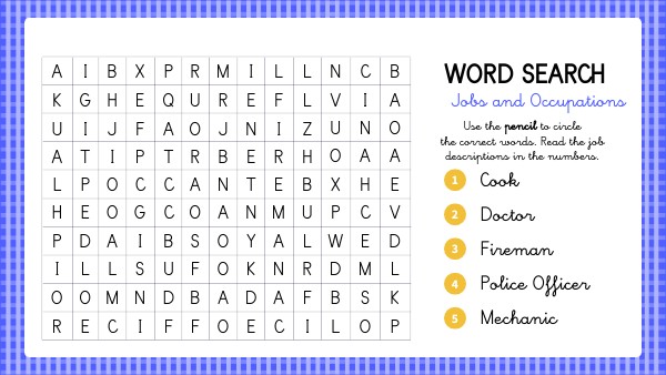 WORD SEARCH Jobs and Occupations | Genially