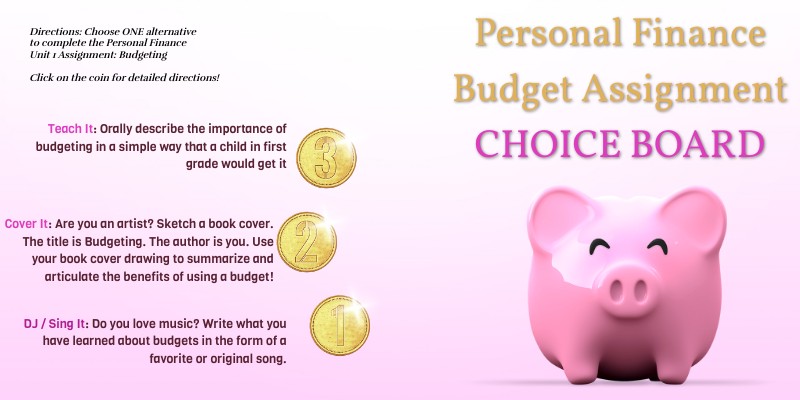 Personal Finance Budgeting Choice Board