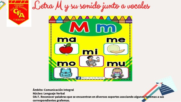 Letra M junto a las vocales