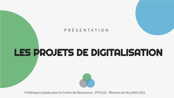 Réunion Plénière du 06/07/23 - Présentation Projets de digitalisation | Genially