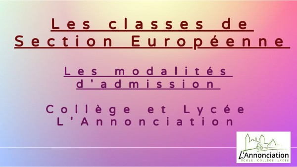SECTION EURO - Modalités