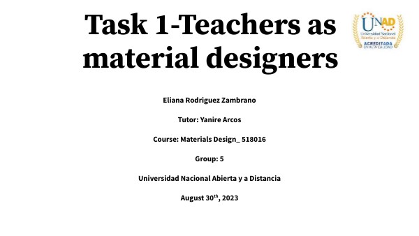 Task 1-Teachers as material designers | Genially