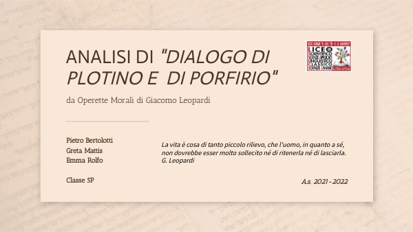 Dialogo di Plotino e di Porfirio | Genially